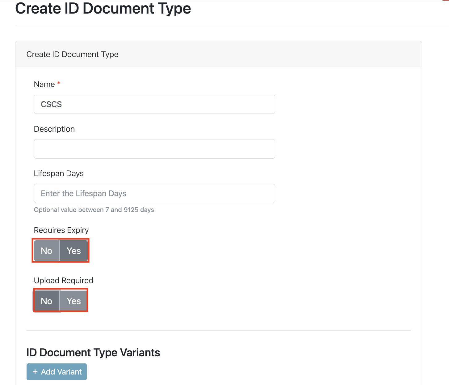 How Do I Create ID Type Variants?