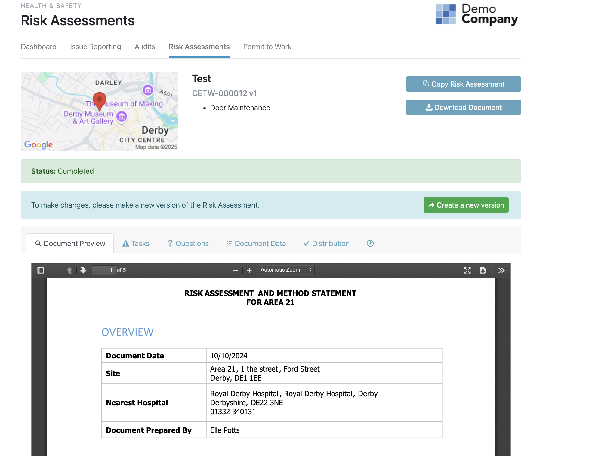 How do I copy a Risk Assessment?