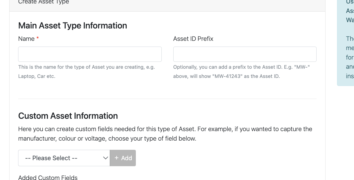 How Do I Create/Manage Asset Types?