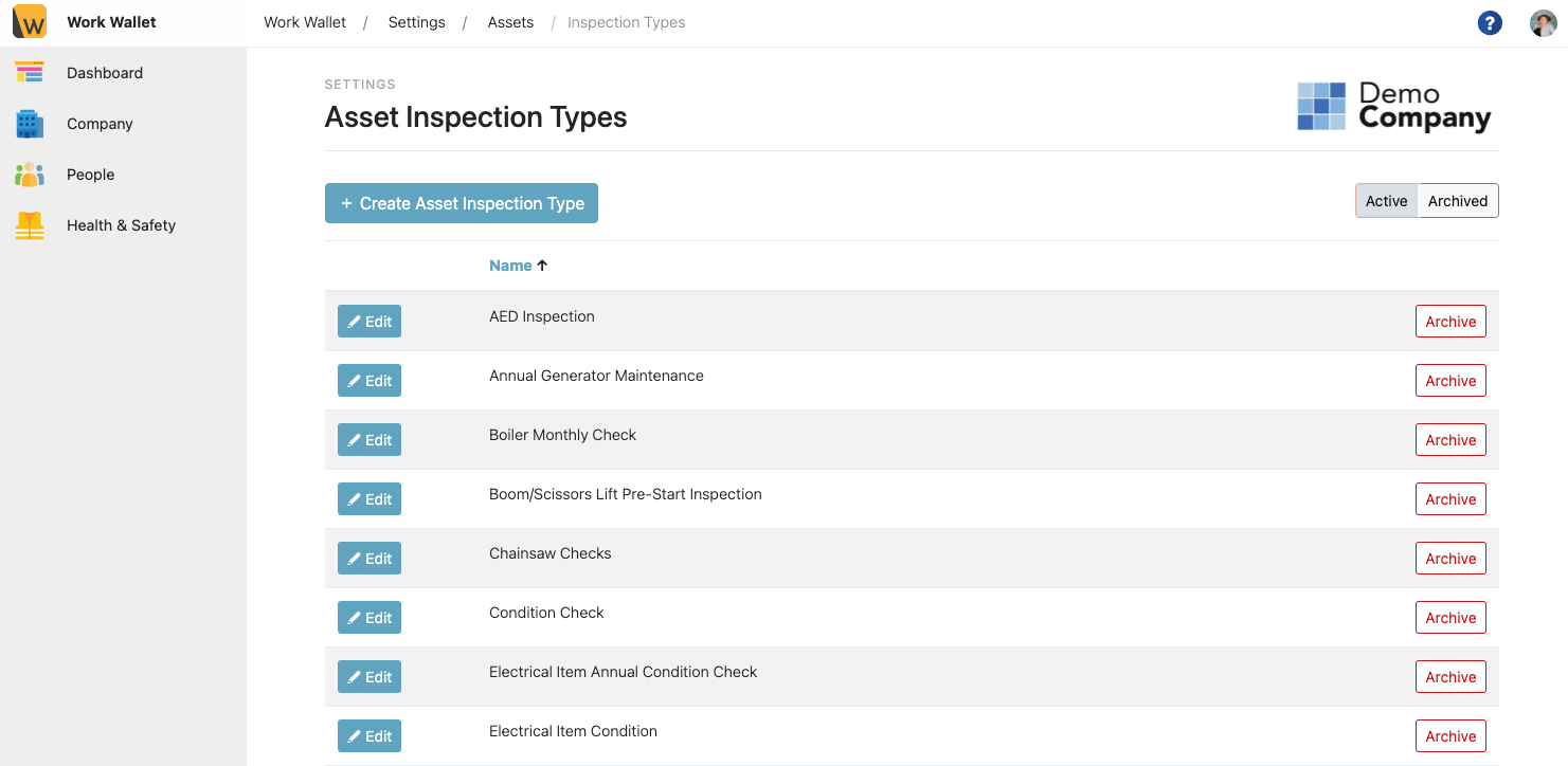 How Do I Create/Manage Asset Inspection Types?