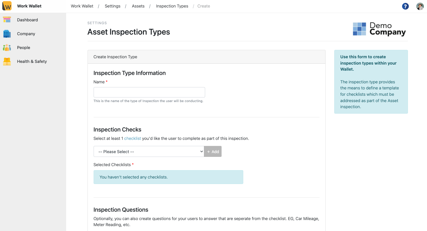 How Do I Create/Manage Asset Inspection Types?
